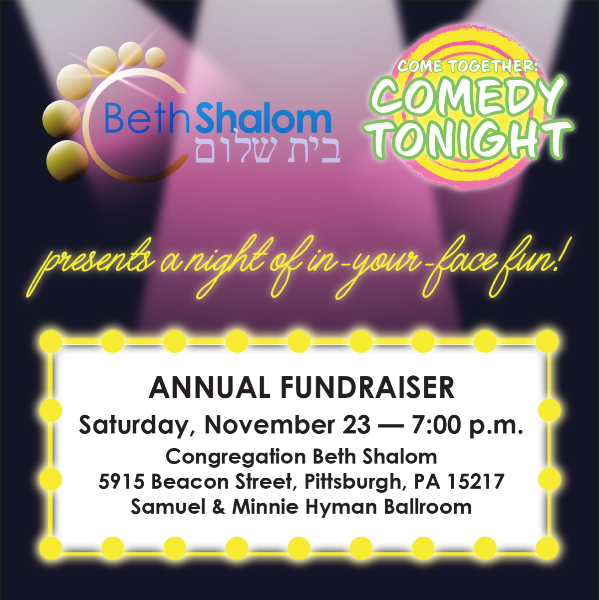 Come Together: Comedy Tonight - Beth Shalom