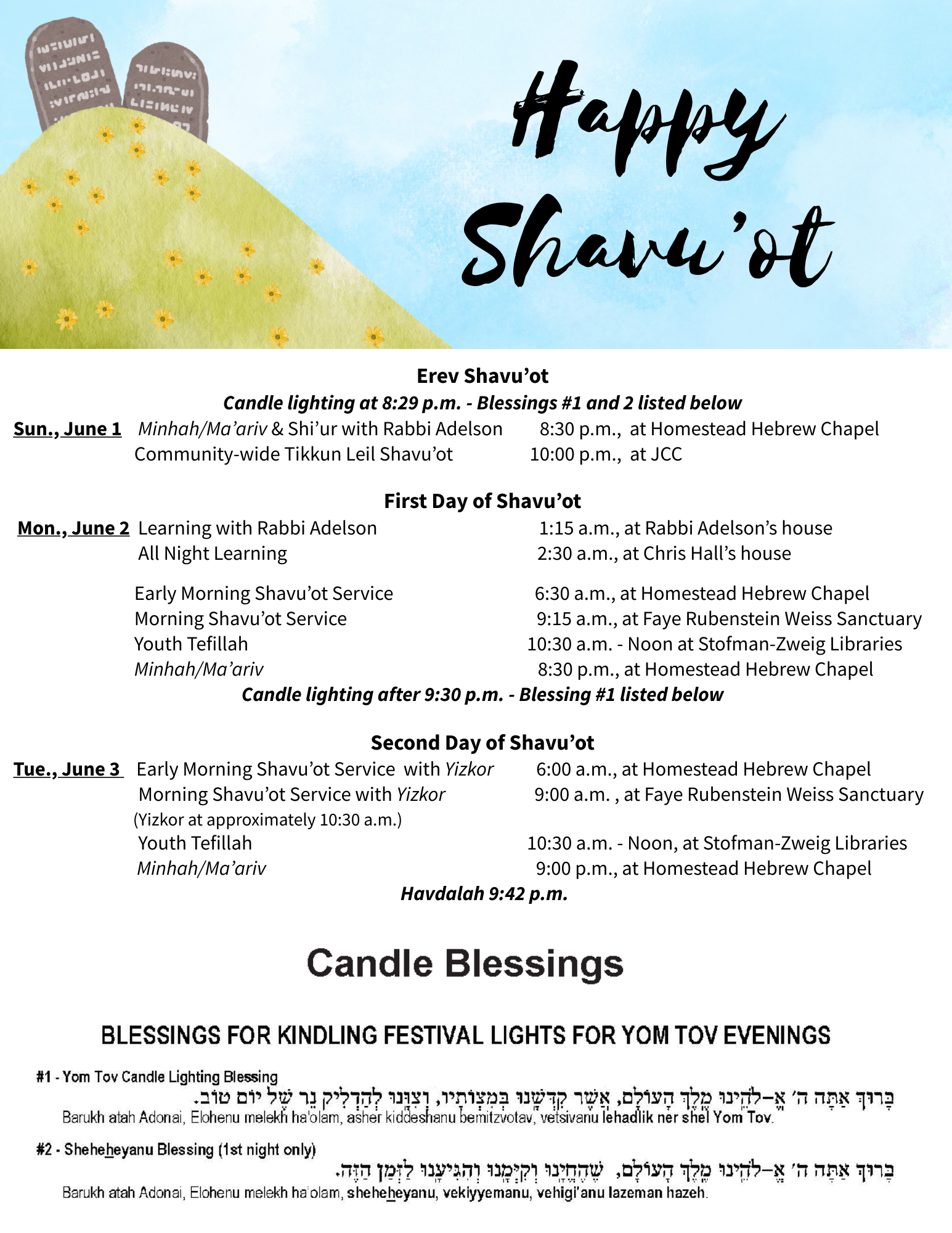 Happy Shavuot flyer - Beth Shalom